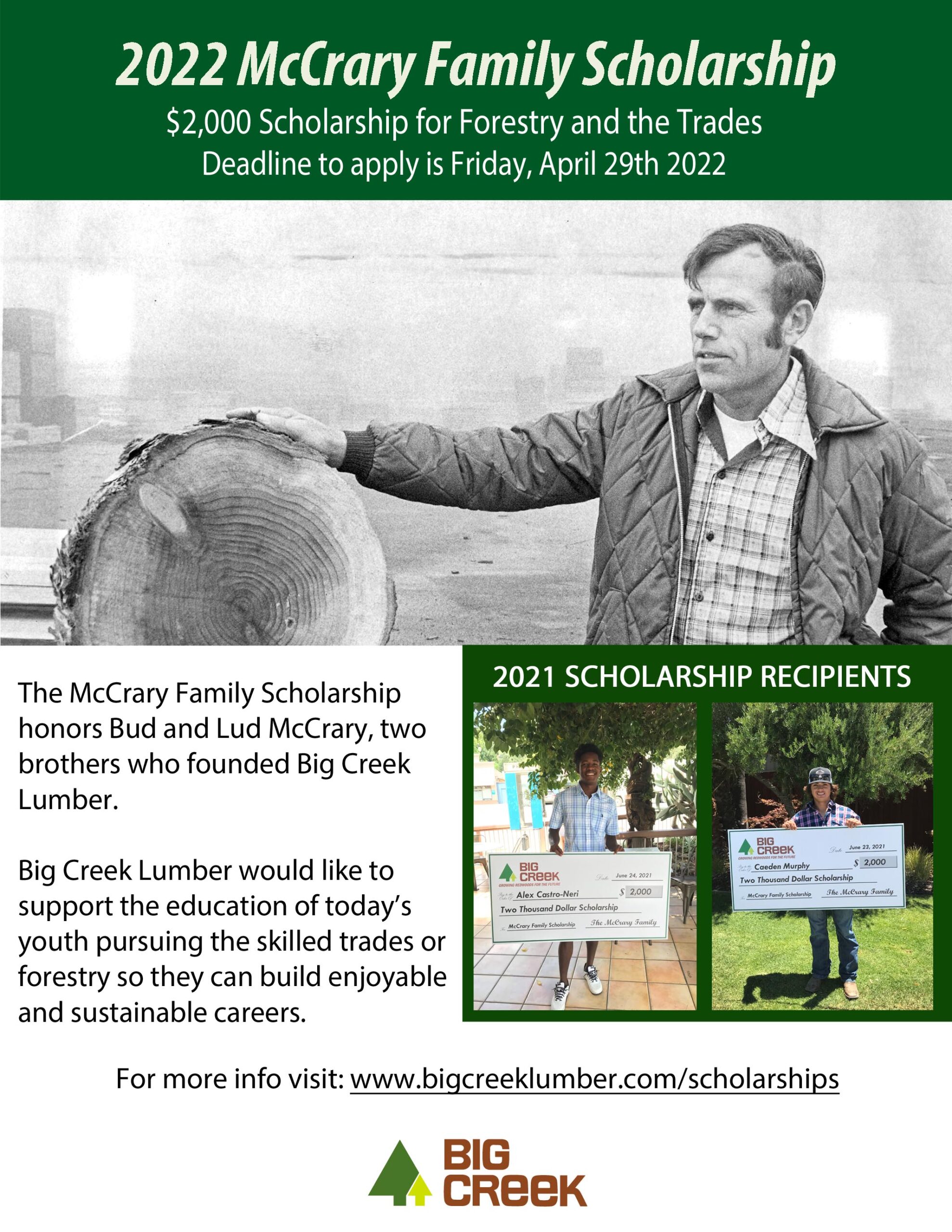 McCrary Family Scholarship - Big Creek Lumber
